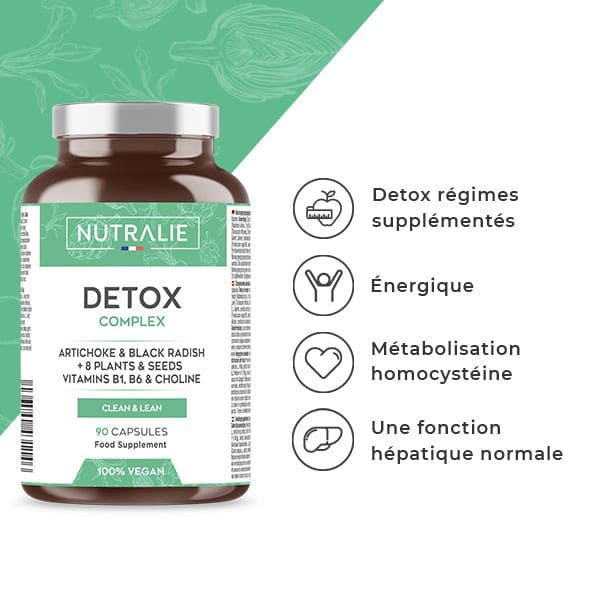 Detox Complex avec Vitamines | 90 Gélules | 100% végétalien | Nutralie
