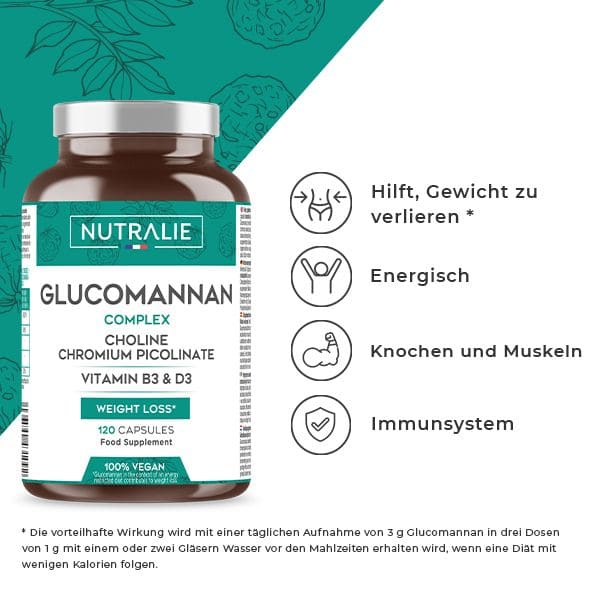 Glucomannan-Complex | 120 Kapseln | Konjak Glucomannan l Nutralie